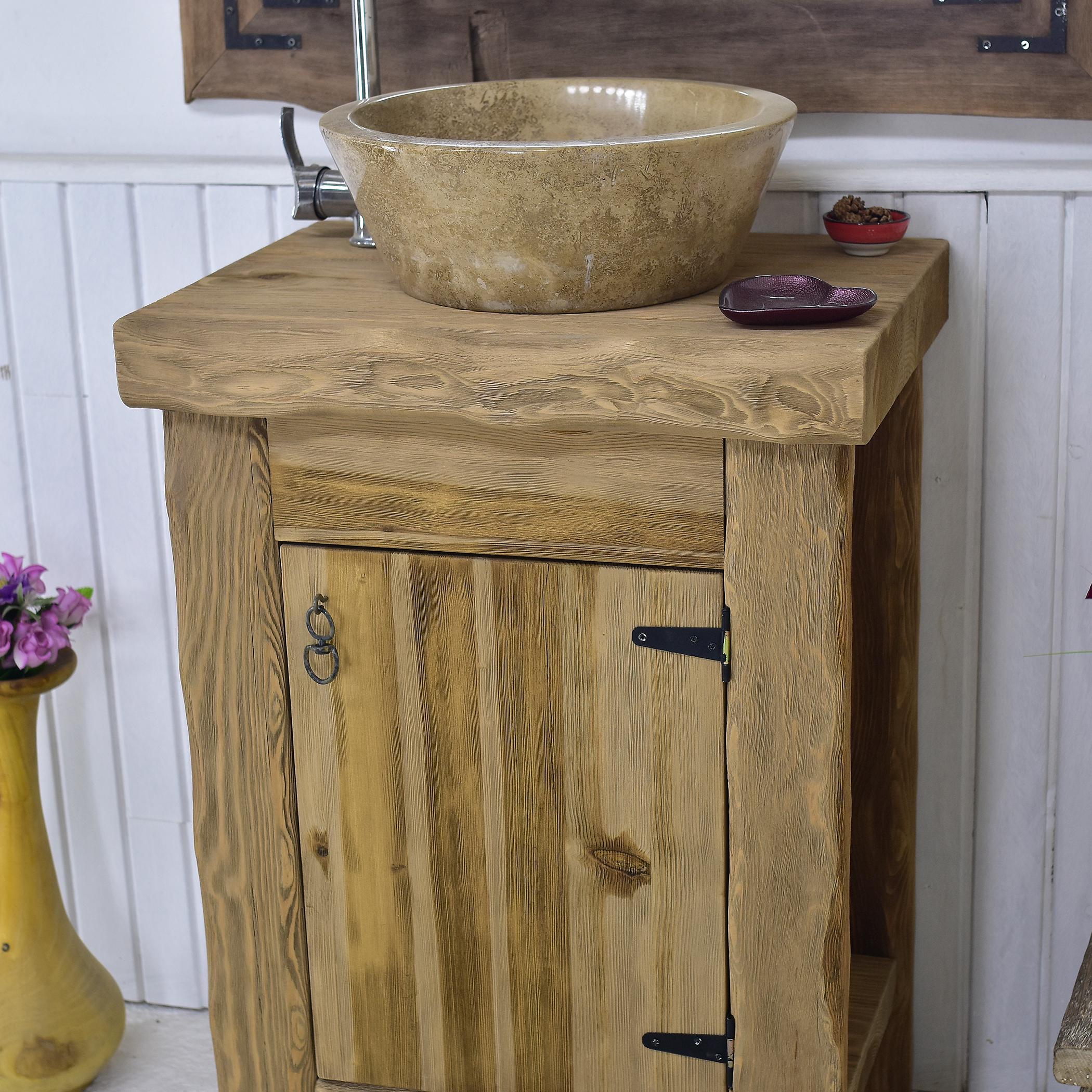 Rustic Bathroom Sink With Lid, Reclaimed Wood Bathroom, Solid Wood ...