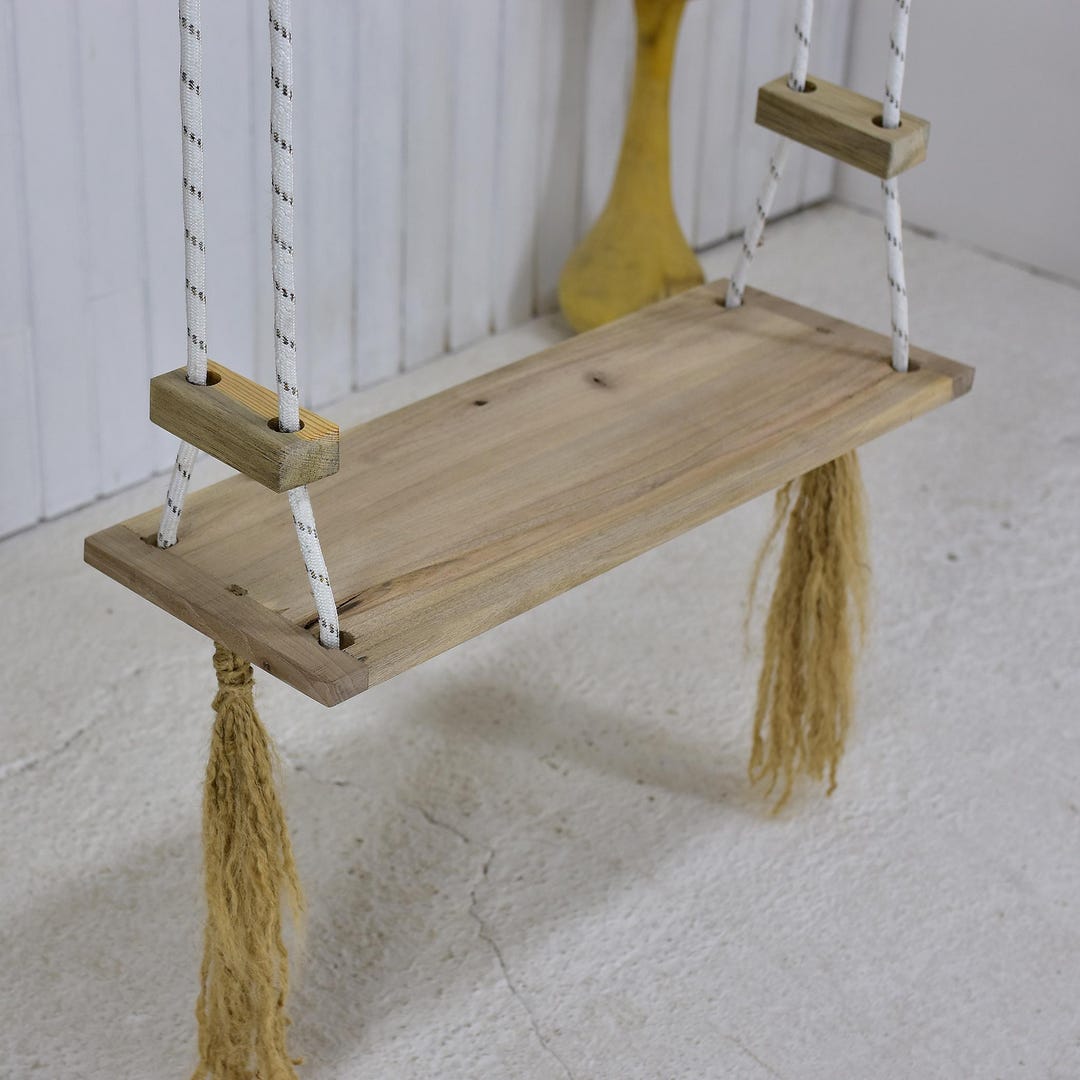 Swing Wooden Rustic Walnut Wood Home Garden Rustic Wooden Swing 1-2 ...