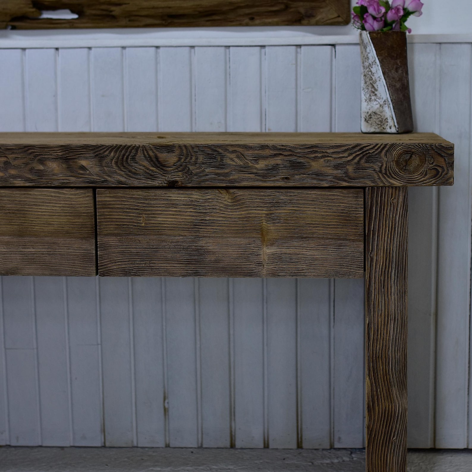 Rustic Wood Console Table With Drawers, Entryway Table, Farmhouse Style ...