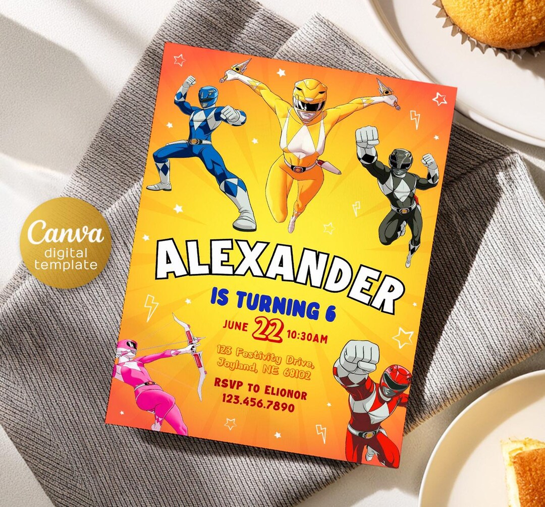 Editable Power Rangers Birthday Invite Template (digital Download) - Etsy