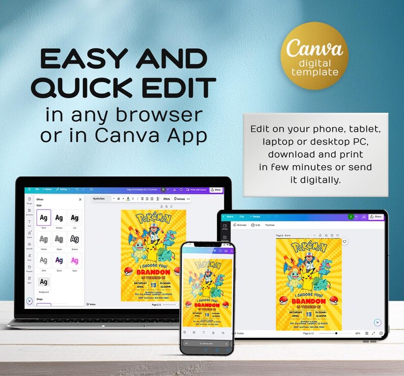 Anime Birthday Invitation: Editable Template (5x7) (digital Download ...