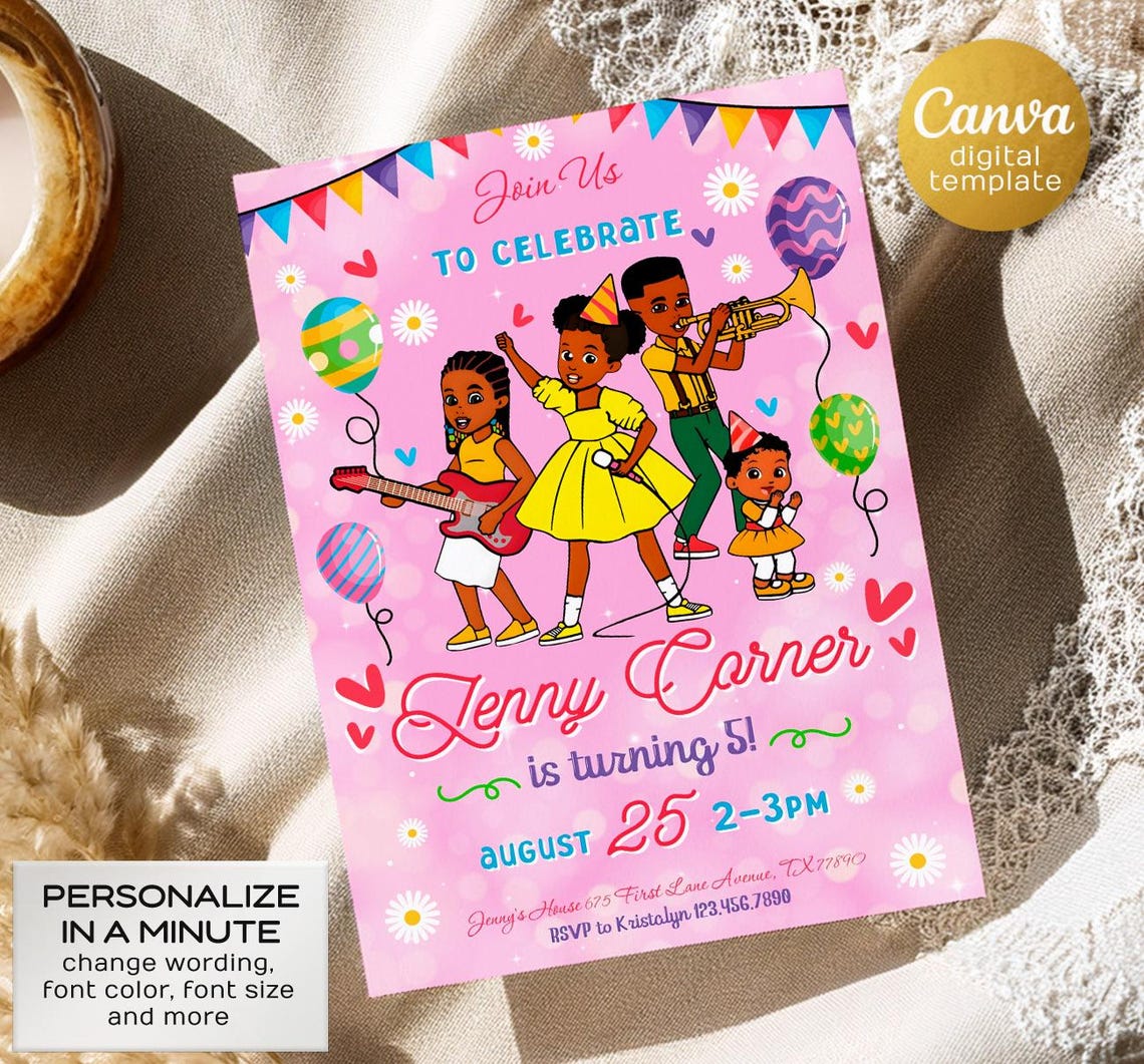 Gracie's Corner Birthday Invitation, Music Birthday Party, Printable ...