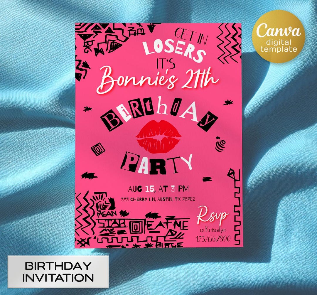 Printable Mean Girls Invitation Birthday, Editable Invitation ...