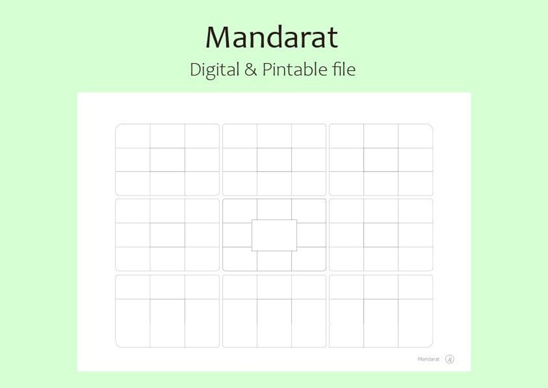Mandarat Chart: Goal Setting Template (PDF & JPG) - Etsy