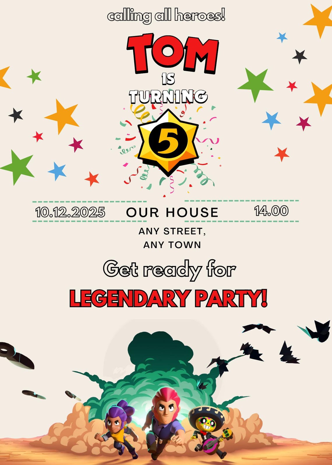 Brawl Stars Birthday Invitation - Etsy