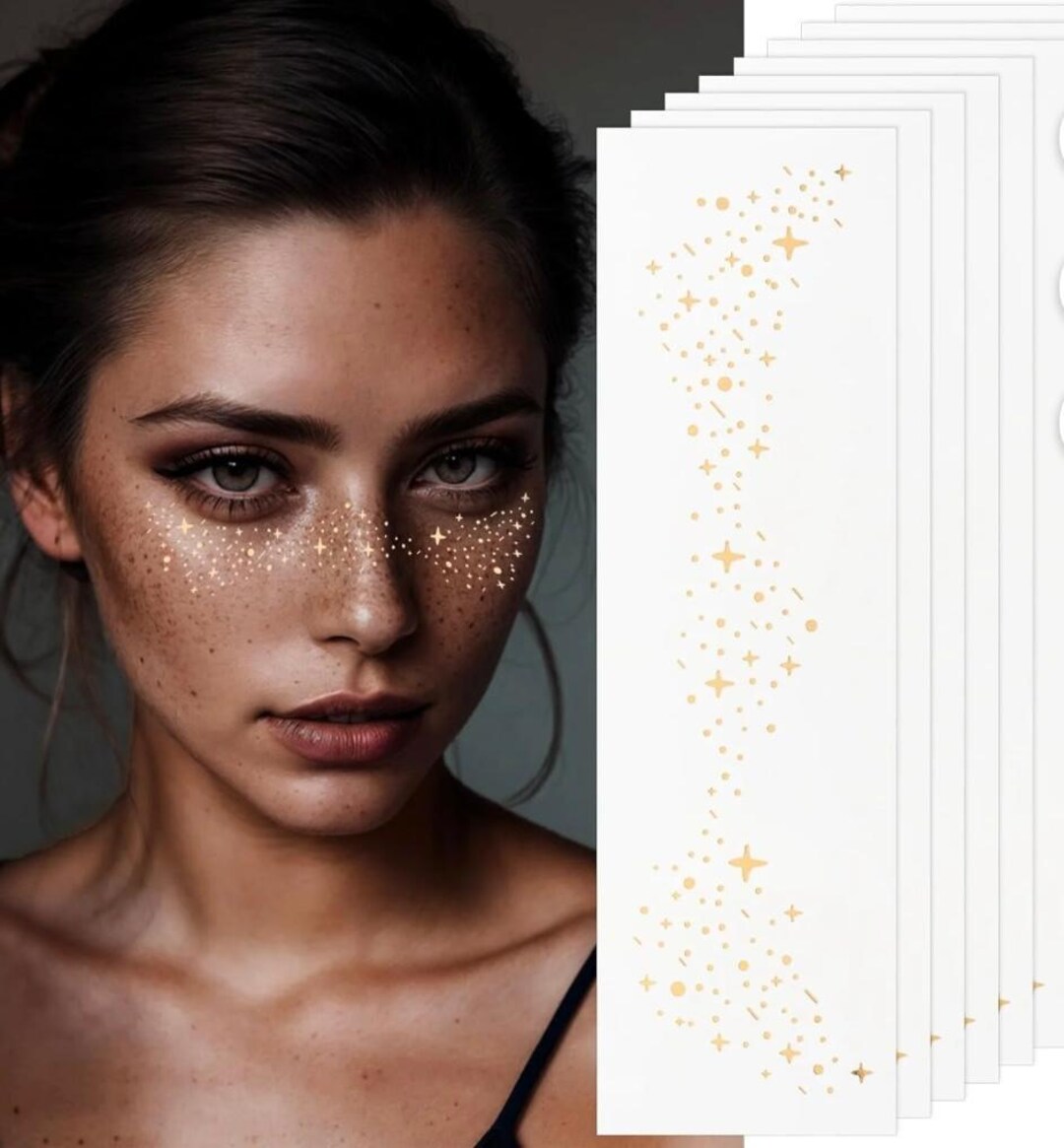 Makeup Patch - Gold Glitter Freckles Face Tattoo - Freckle Makeup ...