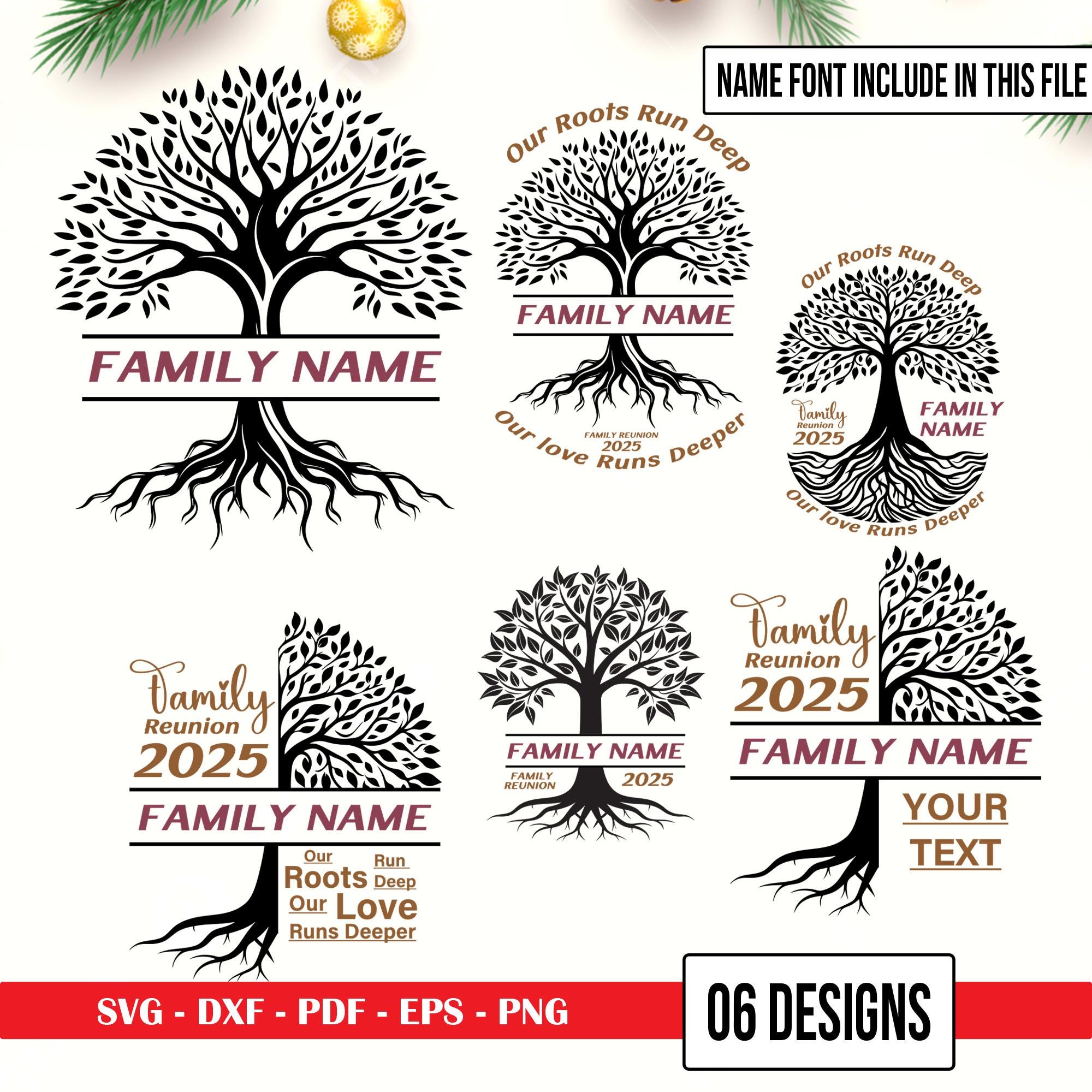 Family Reunion Tree SVG: Editable Name, Our Roots Run Deep (digital ...