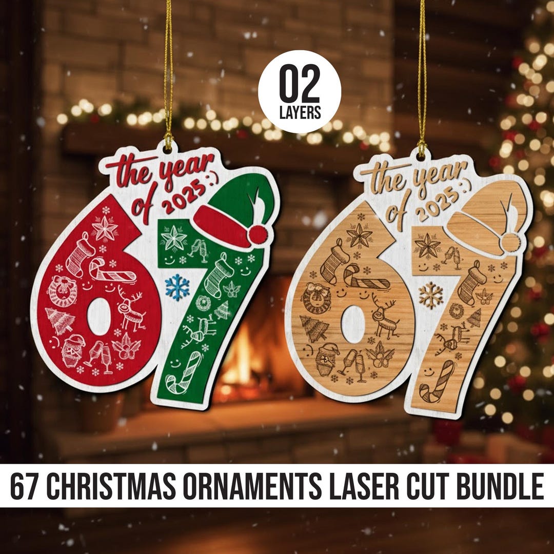 67 Christmas Ornament Laser Cut SVG, Six Seven Viral Ornament SVG, 67 ...