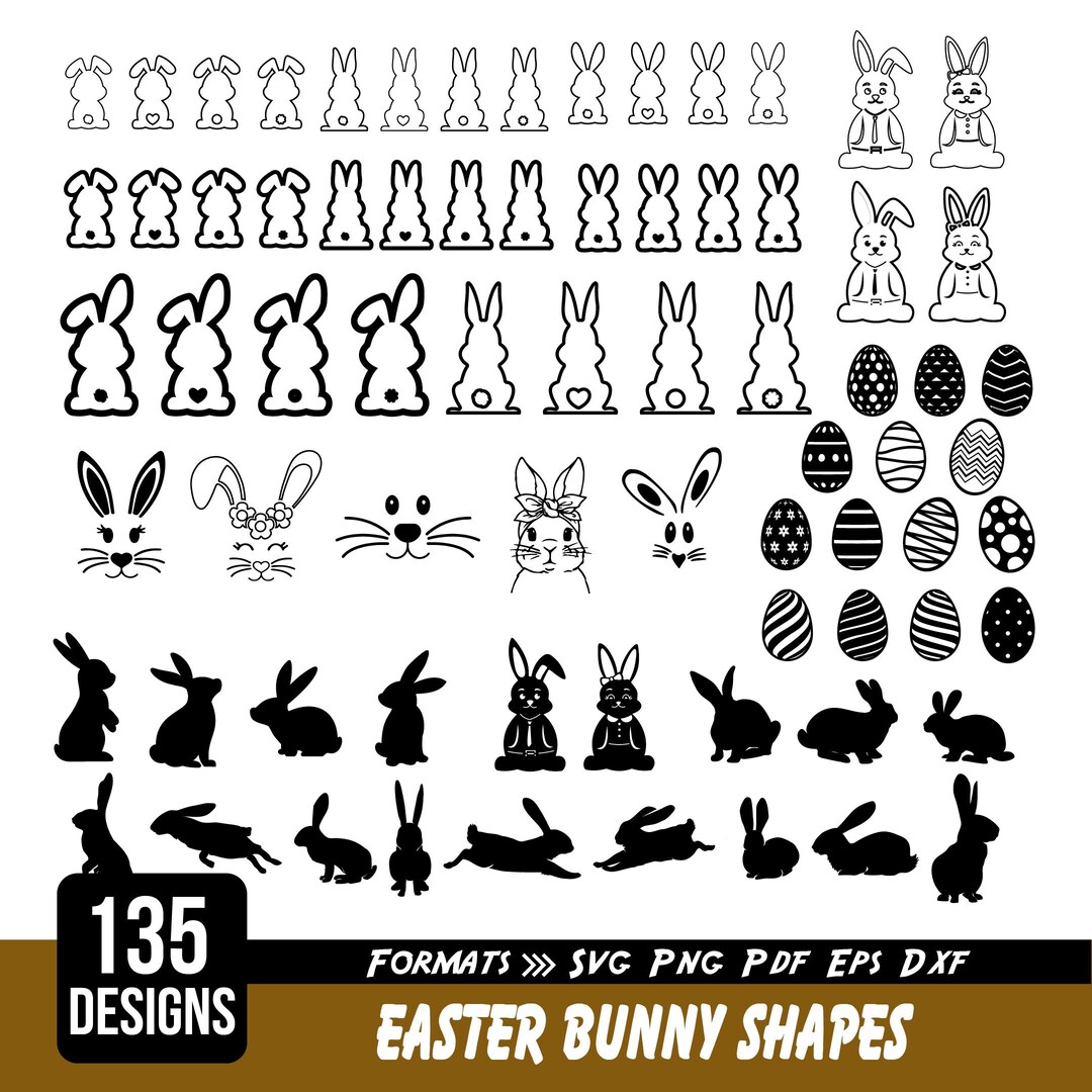 Easter Bunny SVG: 135 Rabbit Silhouette Designs (digital Cricut File ...