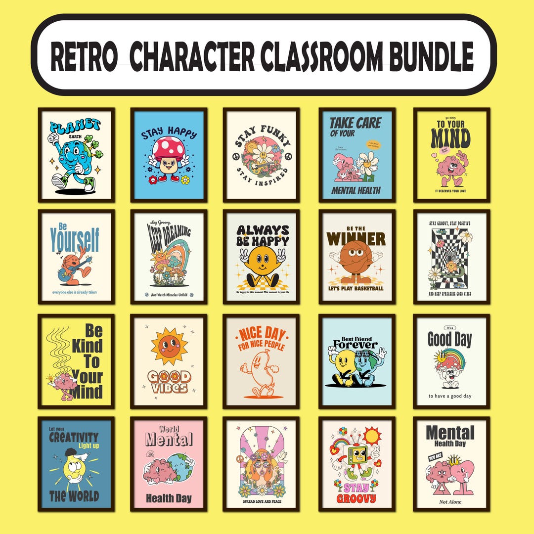 Groovy Retro Classroom Posters: Motivational Growth Mindset Art (PDF ...