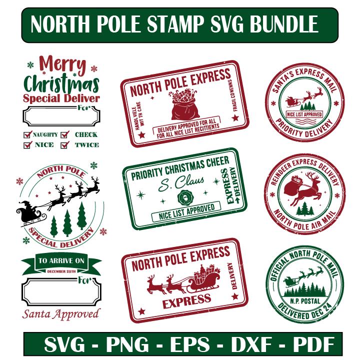 North Pole Stamp SVG Bundle, Christmas Stamps SVG, North Pole Mail ...