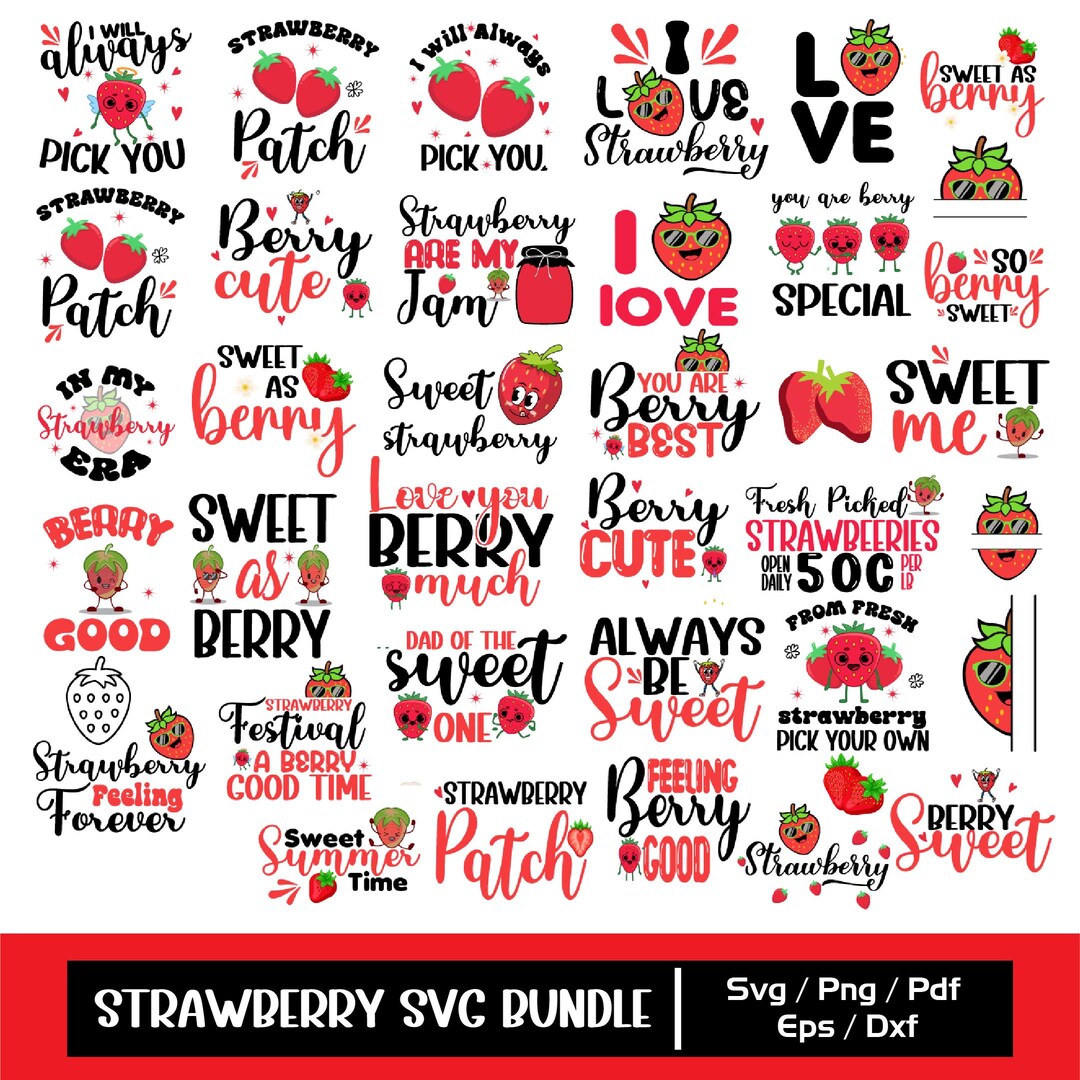 Strawberry Svg Bundle, Strawberry Png, Strawberry Clipart, Strawberry ...