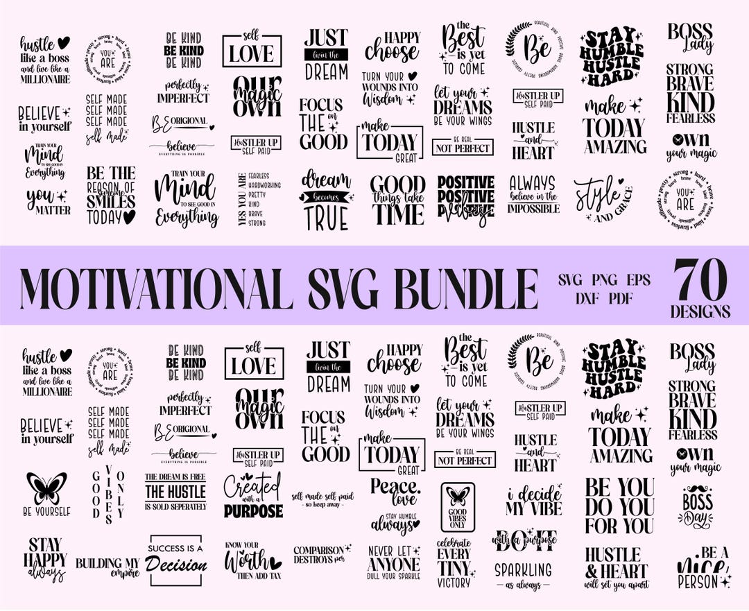 Positive Quote Svg: Motivational Quotes SVG Bundle, Affirmations Svg ...