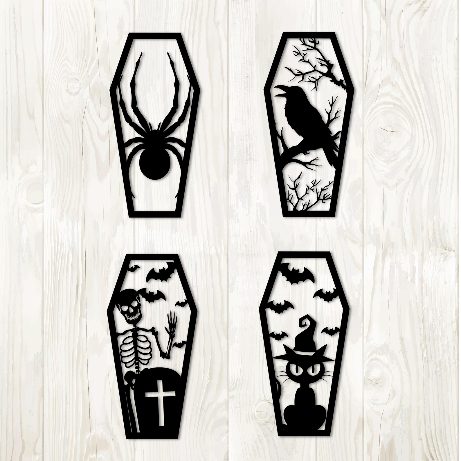 Halloween Coffin SVG Bundle: Laser Cut Files for Spooky Decor (digital ...