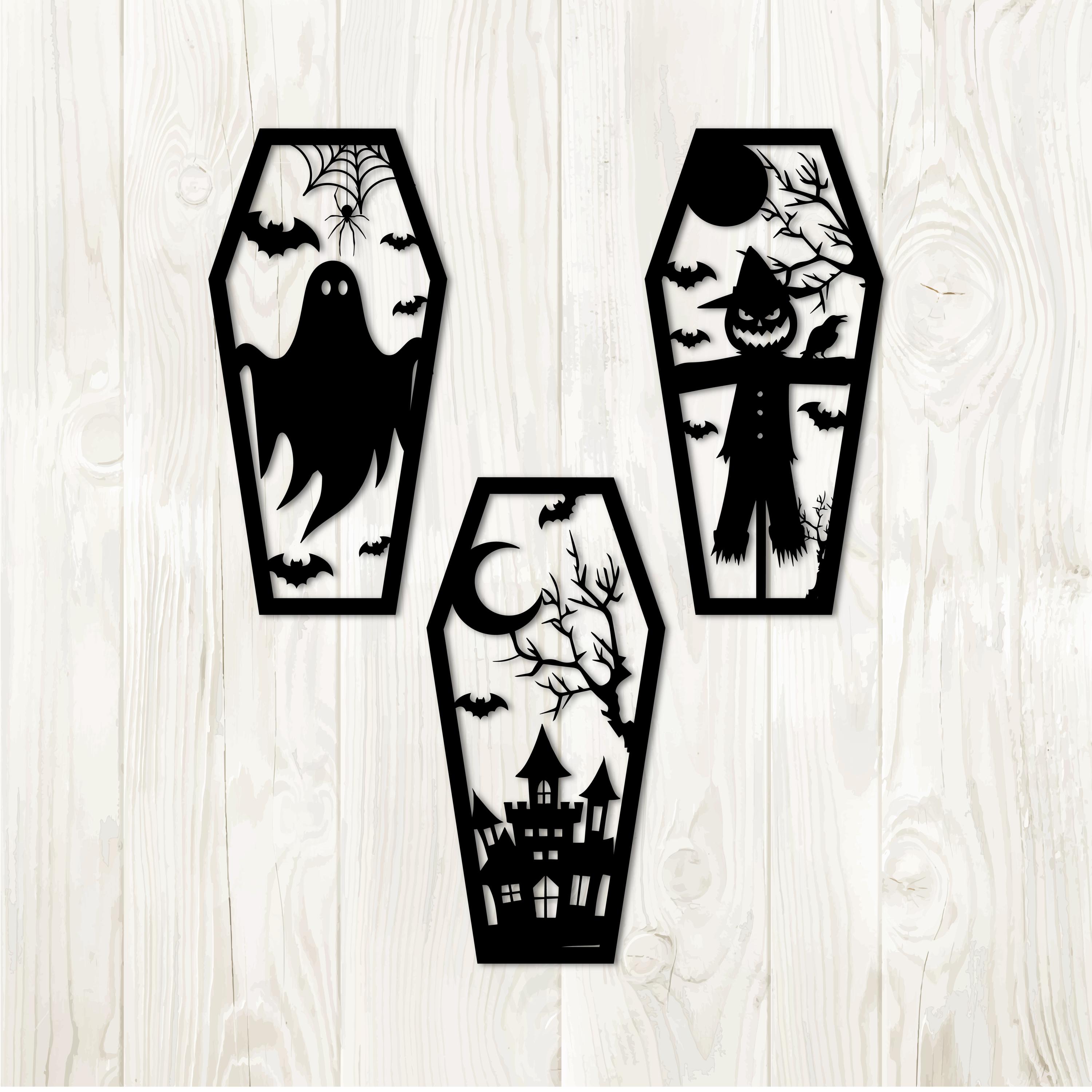 Halloween Coffin SVG Bundle: Laser Cut Files for Spooky Decor (digital ...