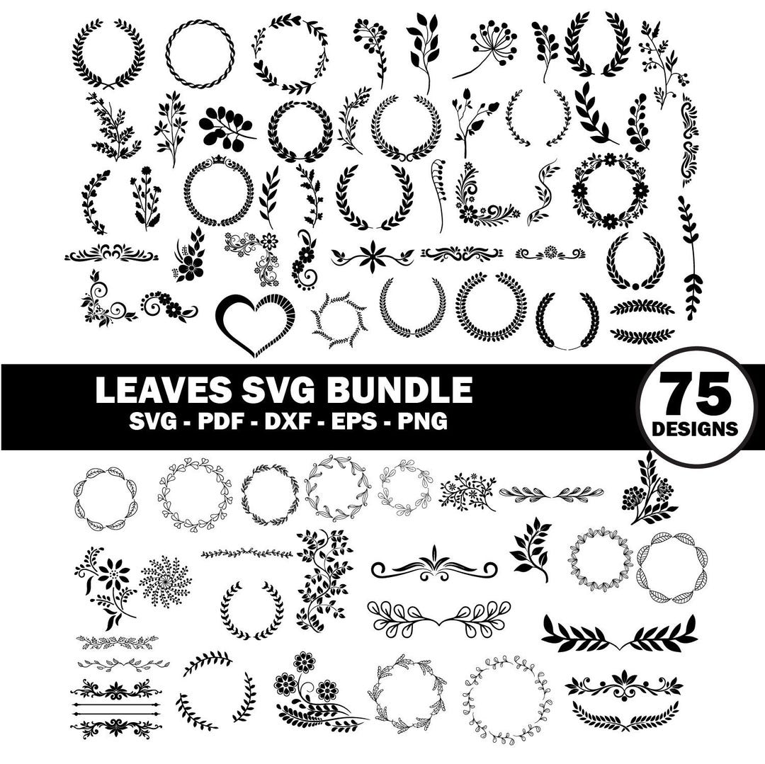 Leaves SVG, Leaves Bundle, Wreath Leaf SVG, Plant SVG, Leaves Clipart ...