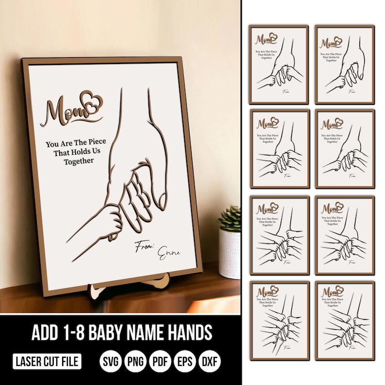 Personalized Mom and Baby Hands SVG: Laser Cut Family Sign (digital ...