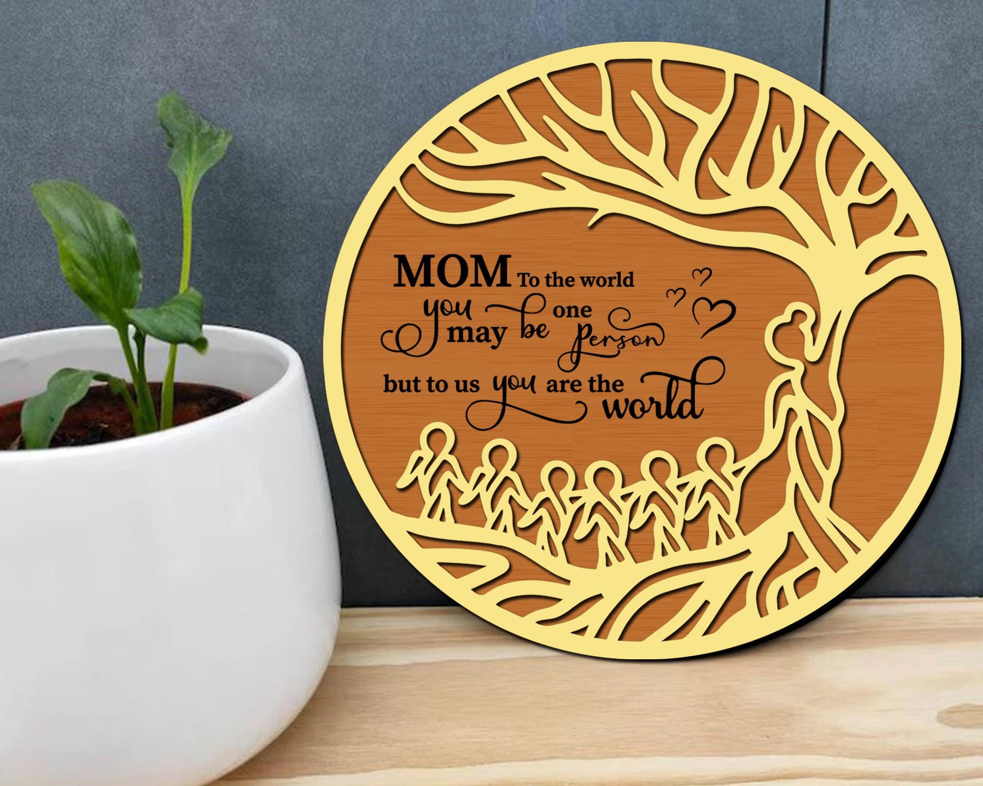 Mother Tree SVG: Round Sign Svg, Layered Tree Svg, Layered Wooden Stand ...