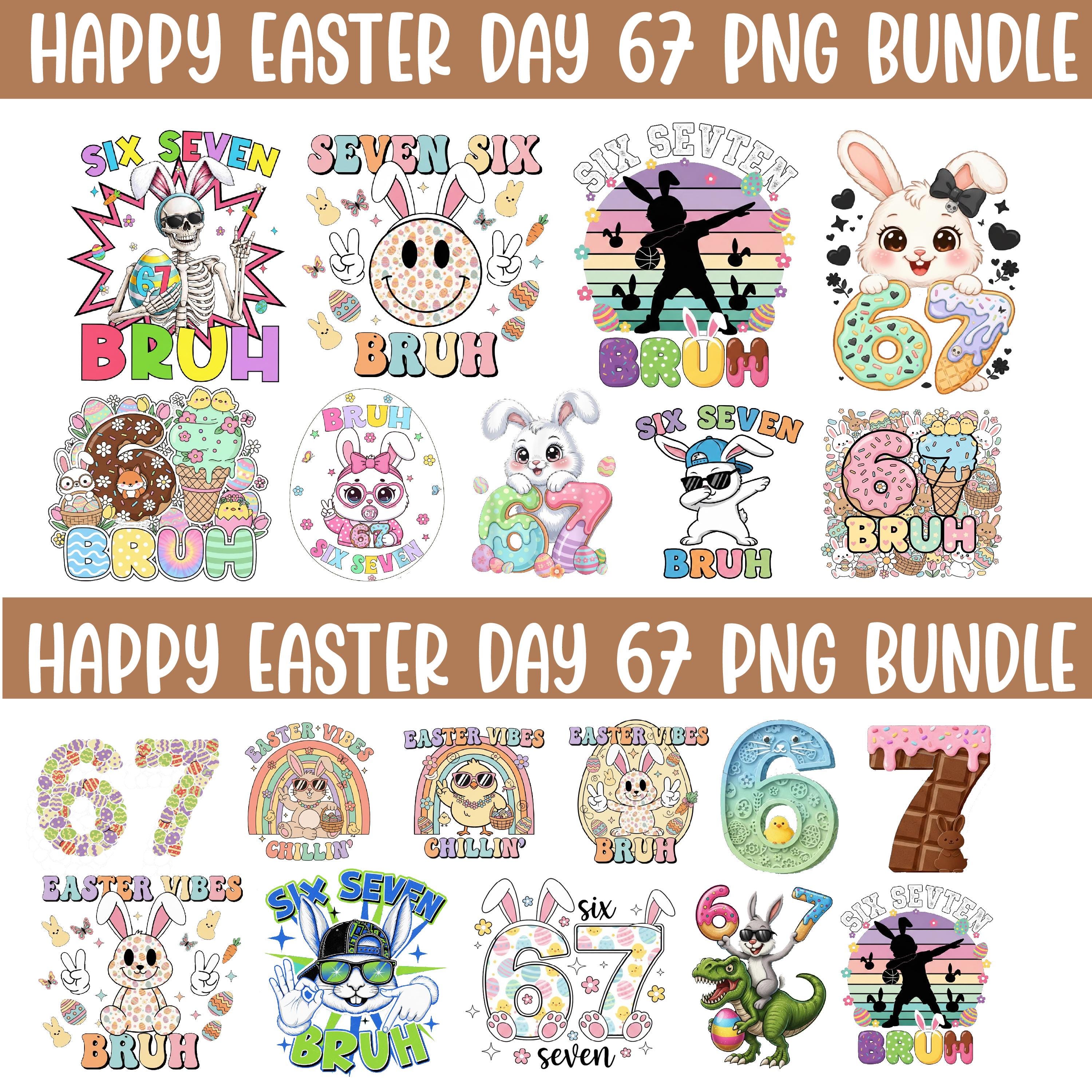 67 Easter Bunny PNG Bundle, Six Seven Bruh Easter Clipart, Funny Kids ...