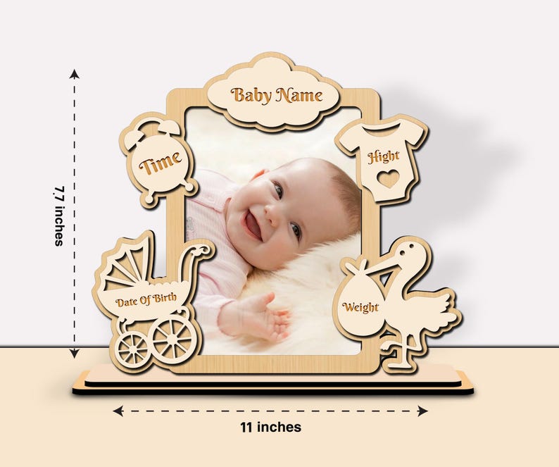 Baby Birth Stats Photo Frame SVG: Laser Cut Newborn Keepsake (digital ...