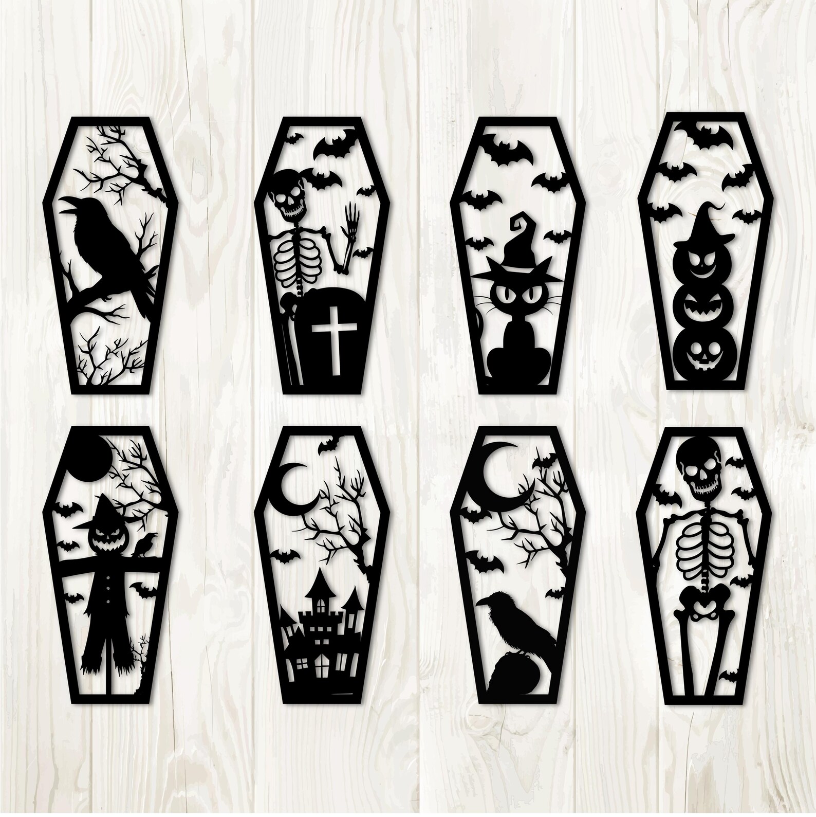 Halloween Coffin SVG Bundle: Laser Cut Files for Spooky Decor (digital ...