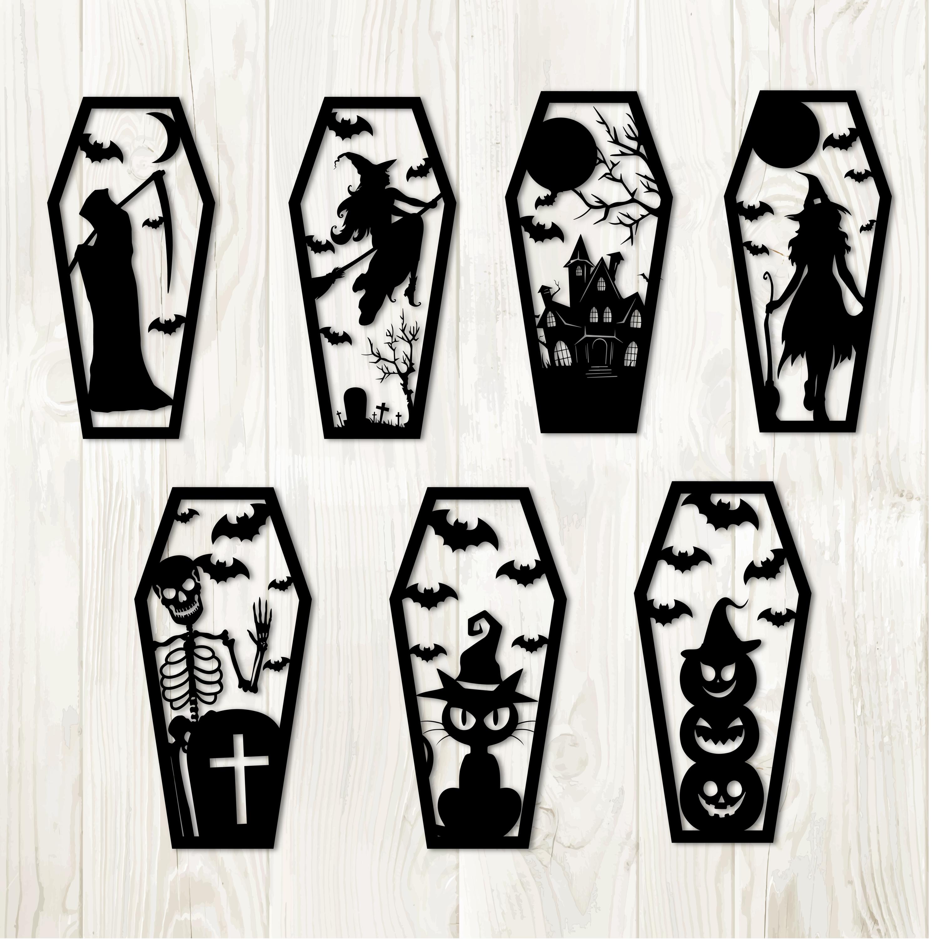 Halloween Coffin SVG Bundle: Laser Cut Files for Spooky Decor (digital ...