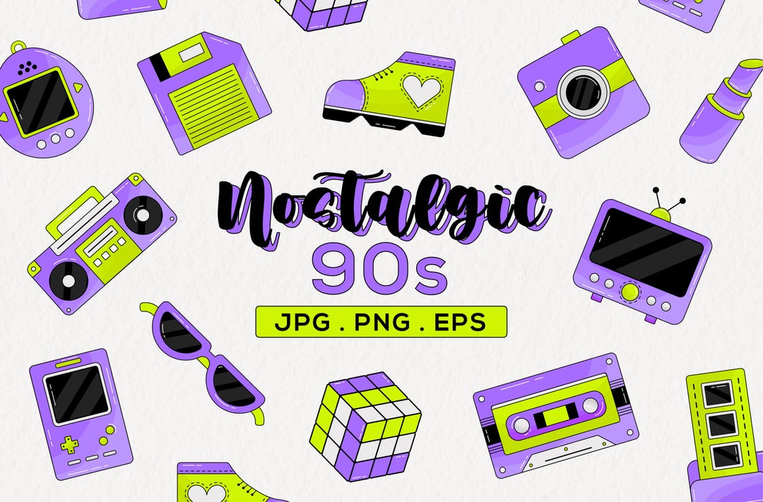Nostalgic 90s Clipart Bundle – 90s Elements, Retro Nineties Nostalgia ...
