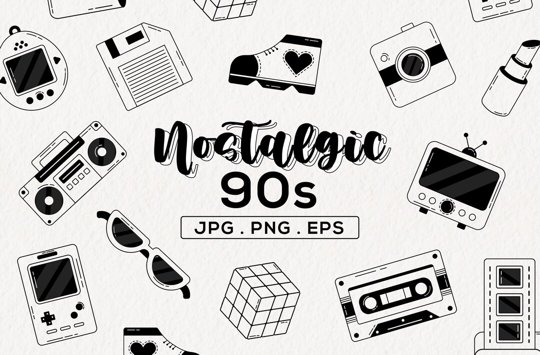 Nostalgic 90s Clipart Bundle – 90s Elements, Retro Nineties Nostalgia ...