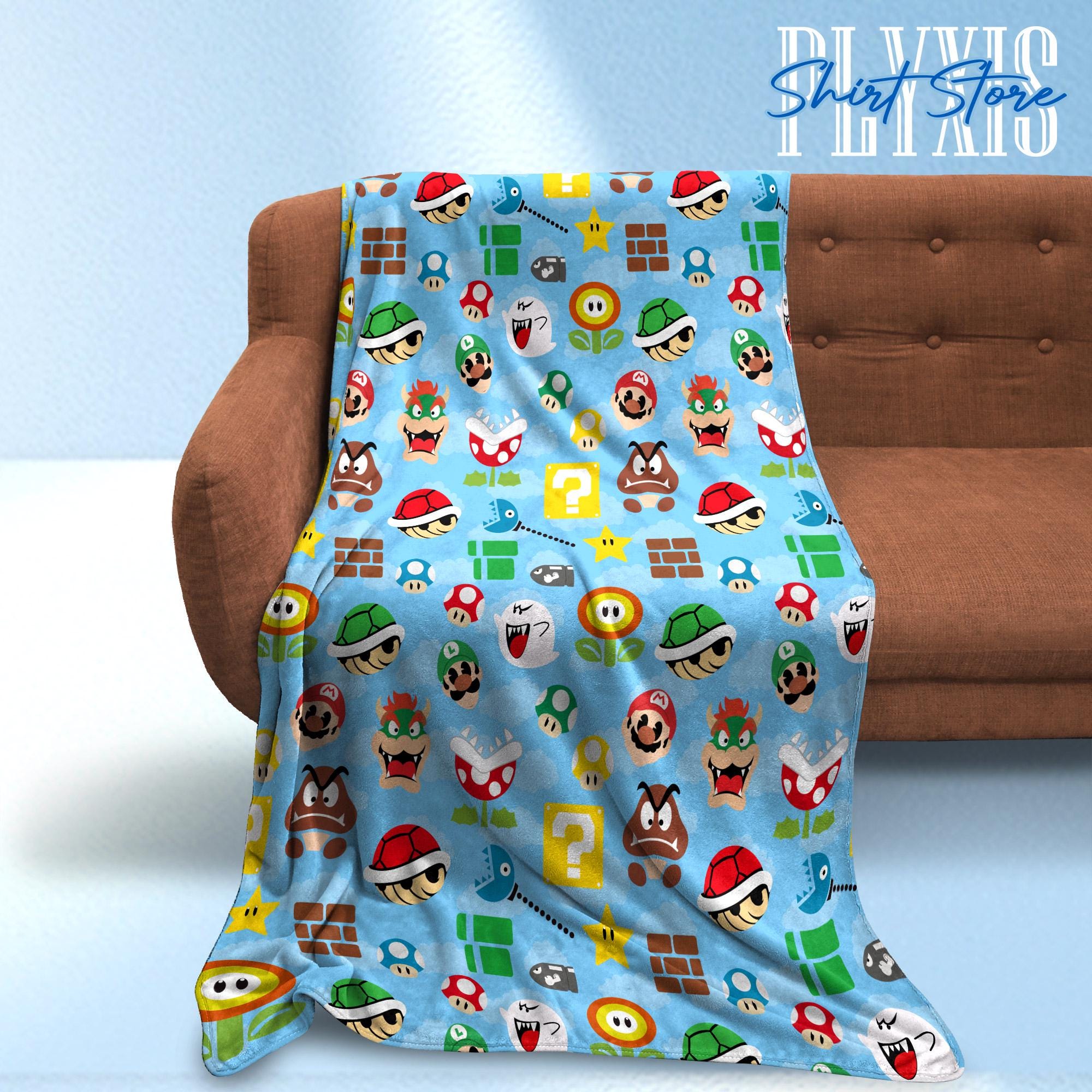 Mario Chibi Fleece Blanket Gamer Fleece Throw - Plush Video Game ...