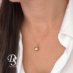 14K Solid Gold Ball Necklace: Gold Sphere Pendant - Etsy
