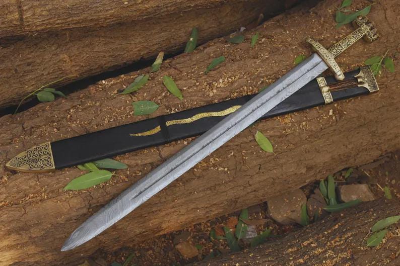 Handmade Castle Keep Viking Sword , Viking Sword With Scabbard ...