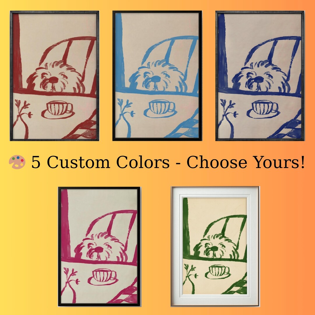 Sneaky Dog Kitchen Art Print, Custom Color Dog Poster, Personalized ...