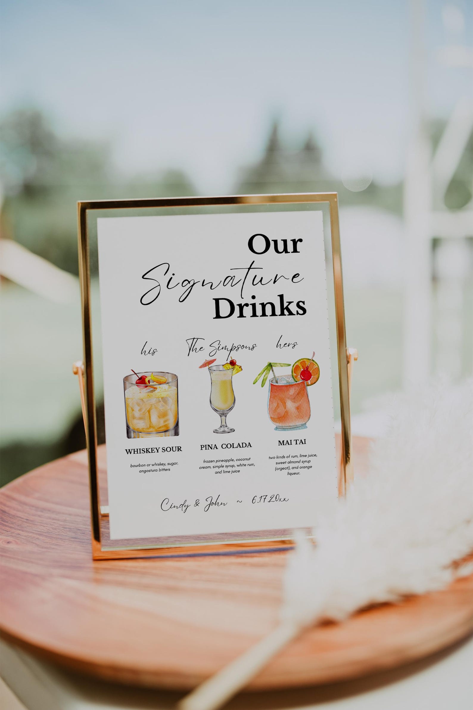 Signature Drink Sign, Wedding Bar Menu, Bar Menu Template, Signature ...