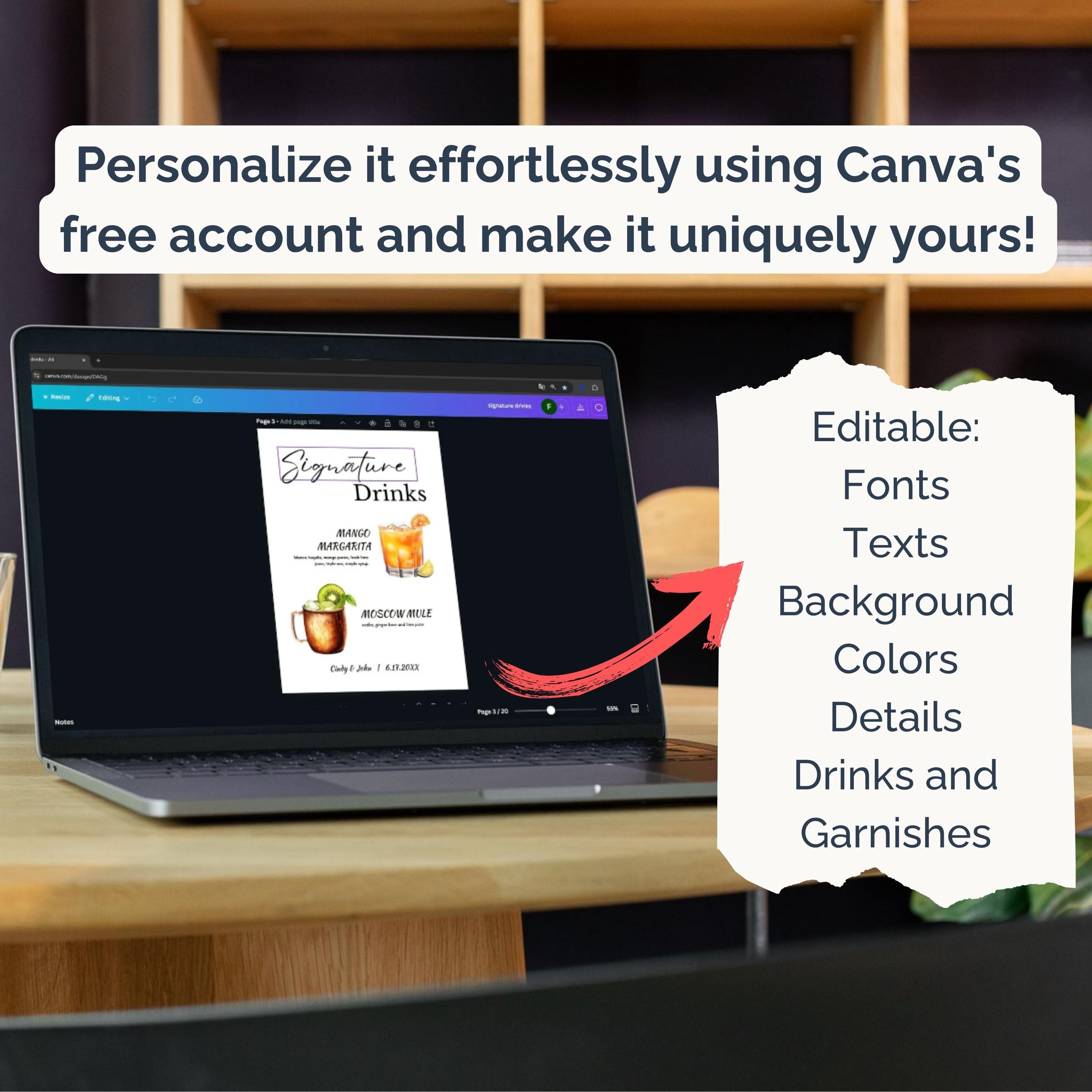 Signature Drink Sign, Cocktail Menu, Bar Menu Sign, His and Her Drinks ...