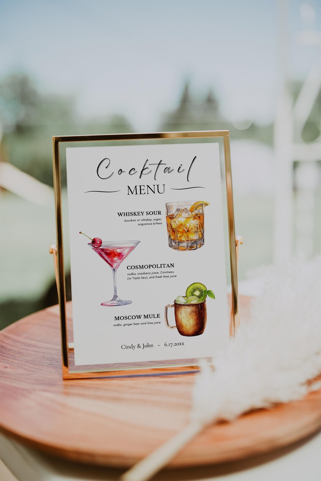 Wedding Cocktail Menu Template: Printable Bar Sign (digital Download ...