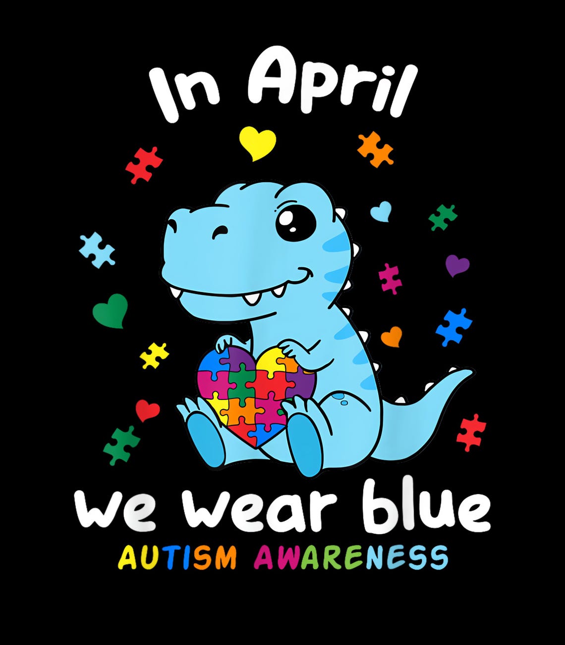 Baby Dino Autism April We Wear Blue Autism Awareness Month Png-in April ...