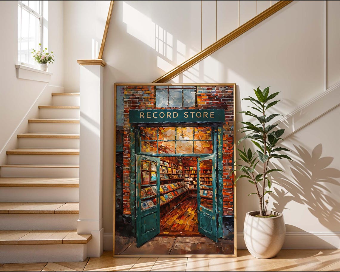 Retro Vinyl Record Store Poster, Vintage Music Print, Record Store Art ...