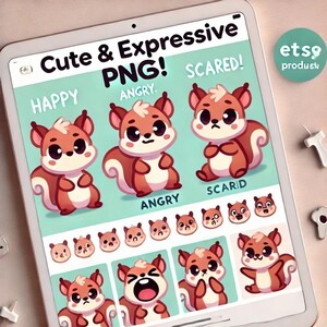 Squirrel Emotions Clipart – Woodland Animal PNG Files (digital Download ...