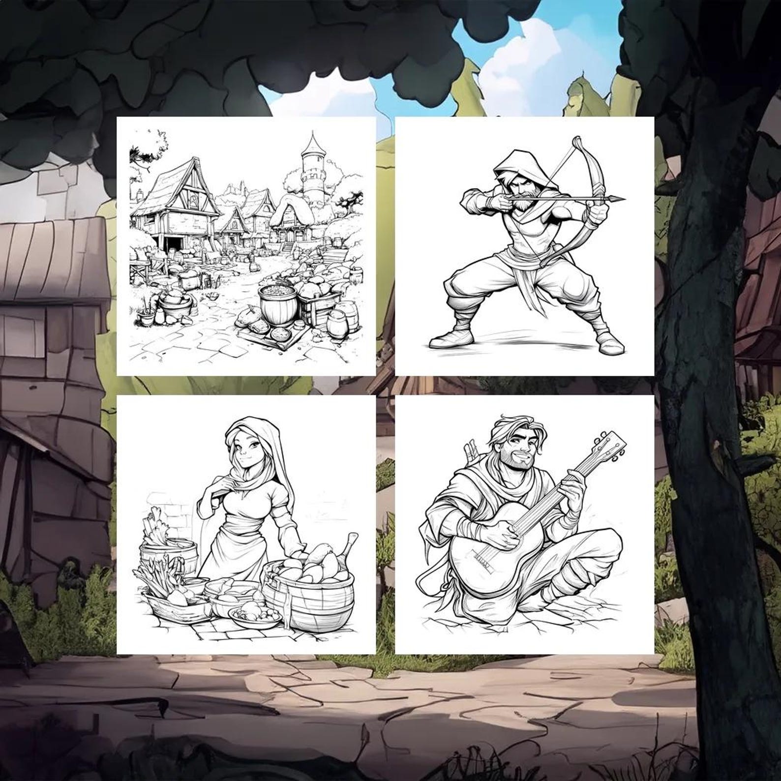 Medieval Coloring Book – 47 Historic Designs | Knights, Castles & Epic ...