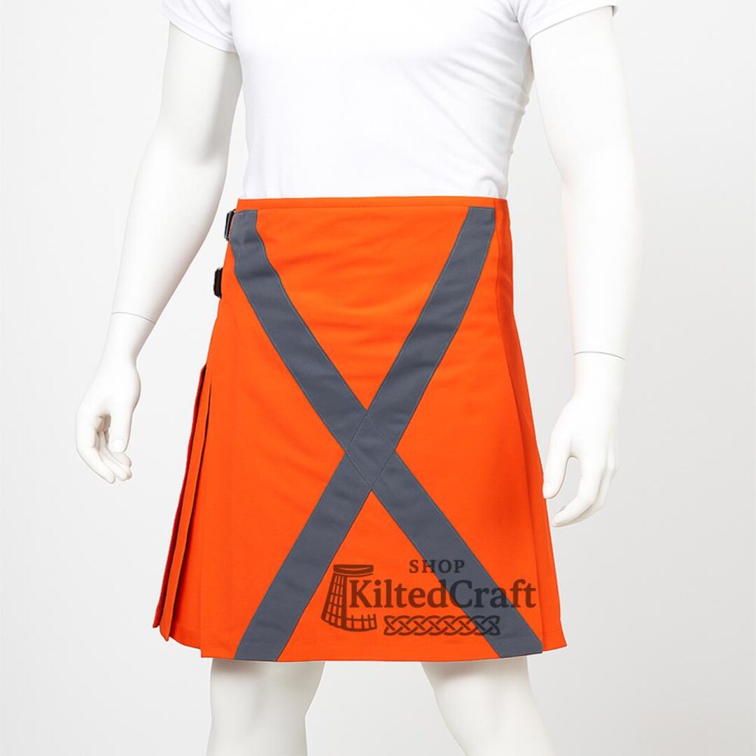 Hi Vis Firefighter Utility Kilt: Reflective Orange Workwear - Etsy