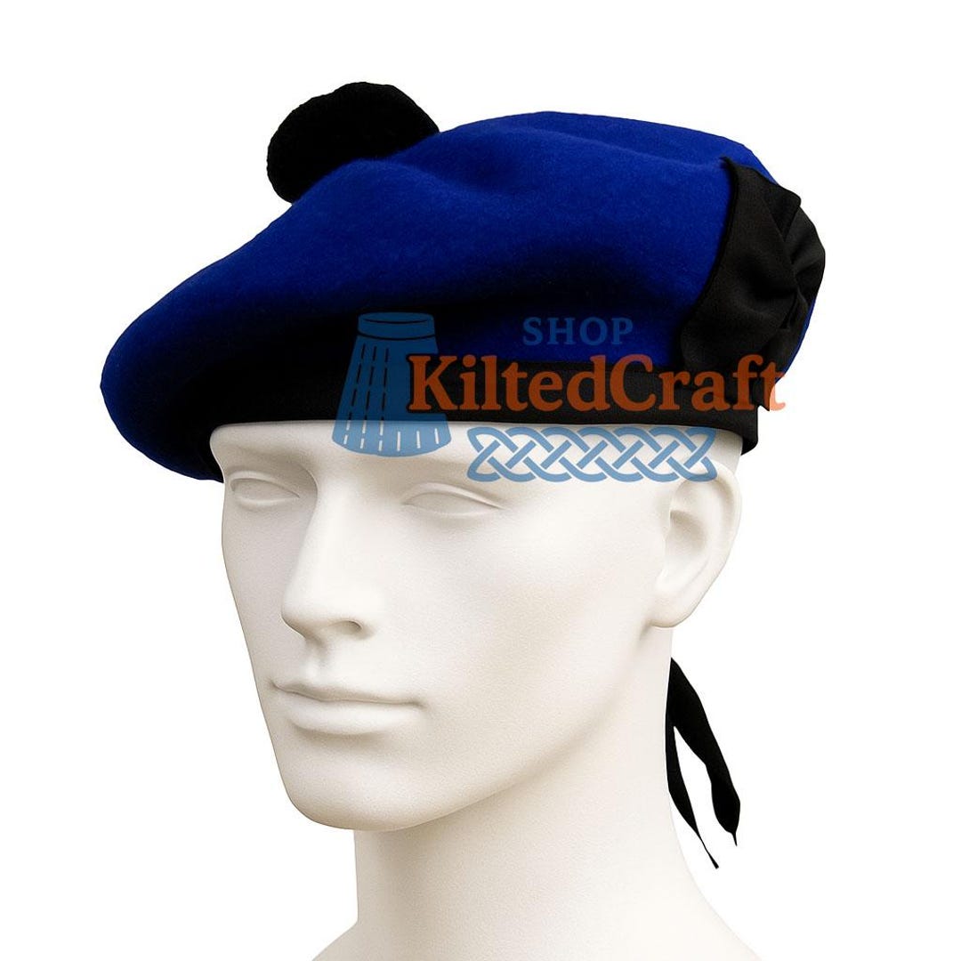 Royal Blue Wool Balmoral Bonnet | Scottish Highland Dress Hat - Etsy