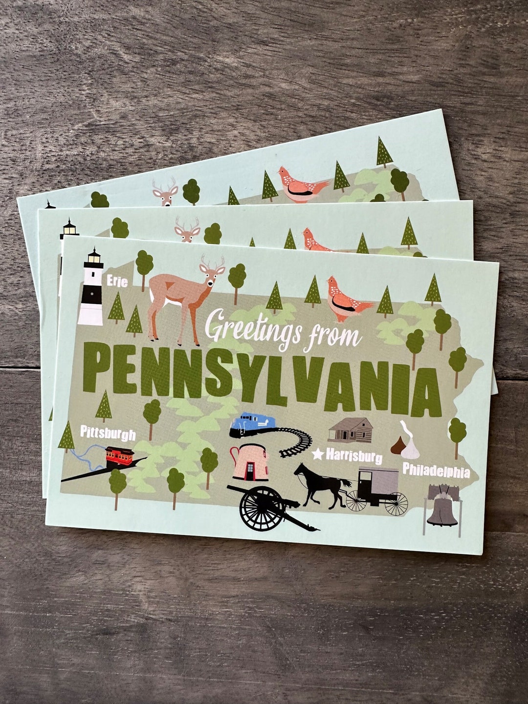 Pennsylvania USA State Postcard - Etsy