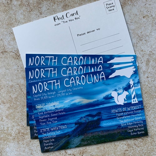 North Carolina State Notecards North Carolina Art Card - Etsy