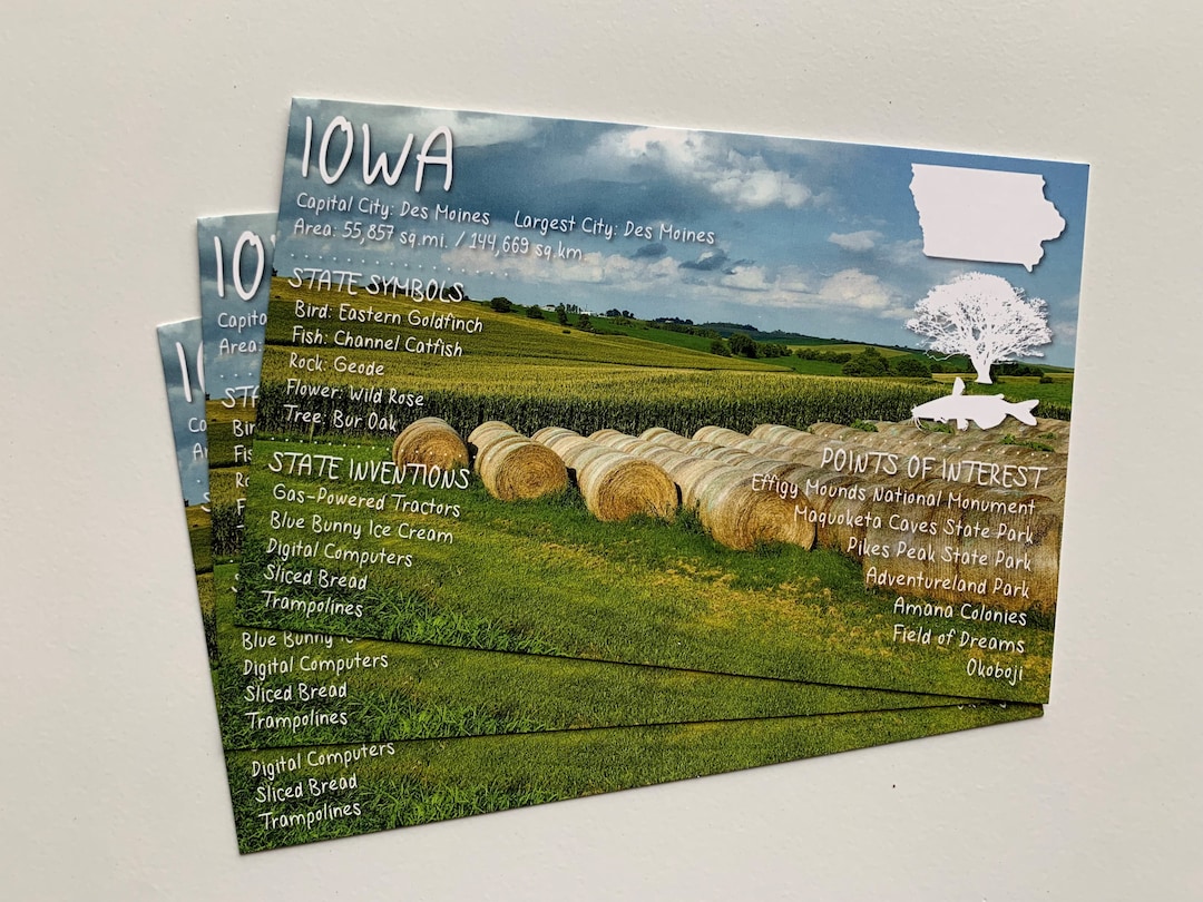 Iowa USA State Postcard - Etsy