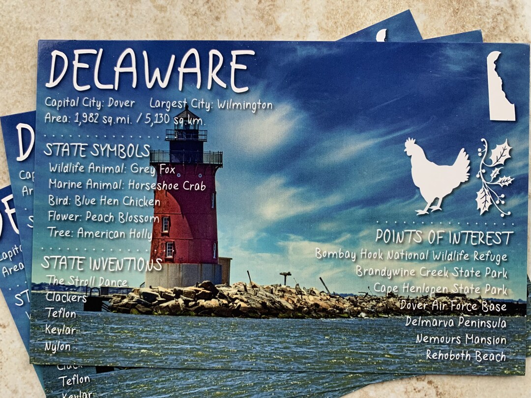 Delaware USA State Postcard - Etsy