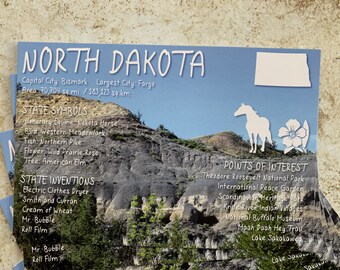 North Dakota Postcard, Greetings From North Dakota, Die Cut Letterpress ...