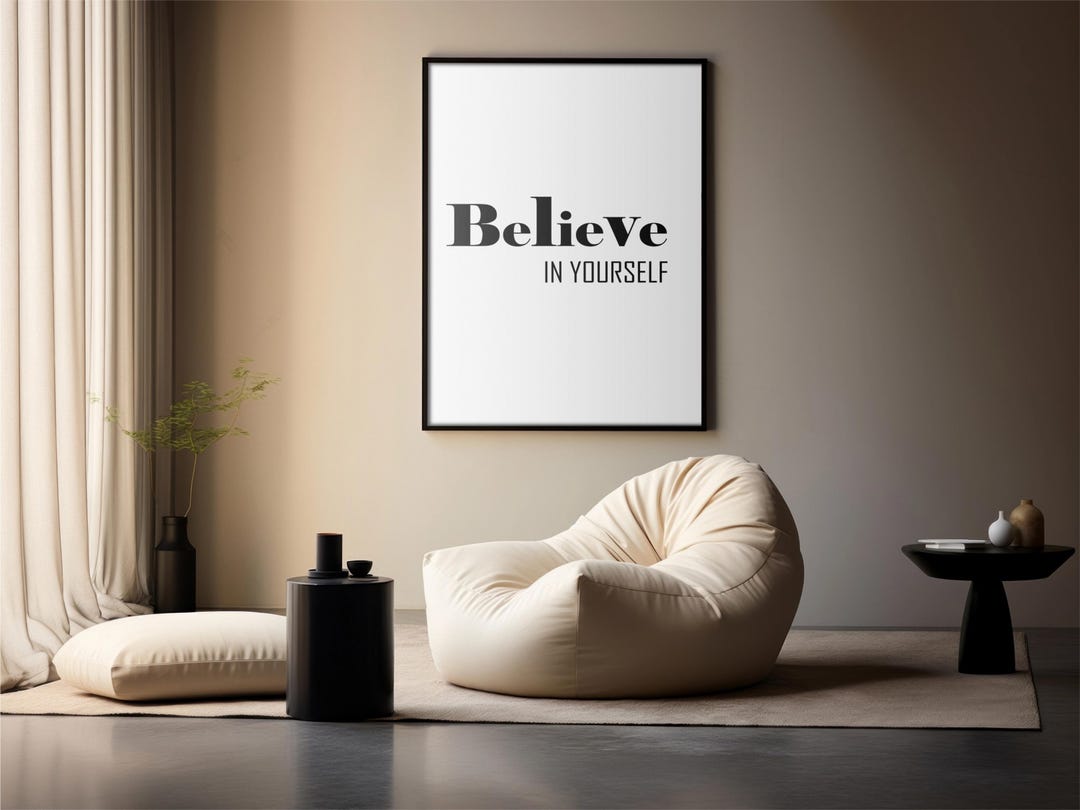 Believe in Yourself Printable, Typography Poster, Motivational Quote ...