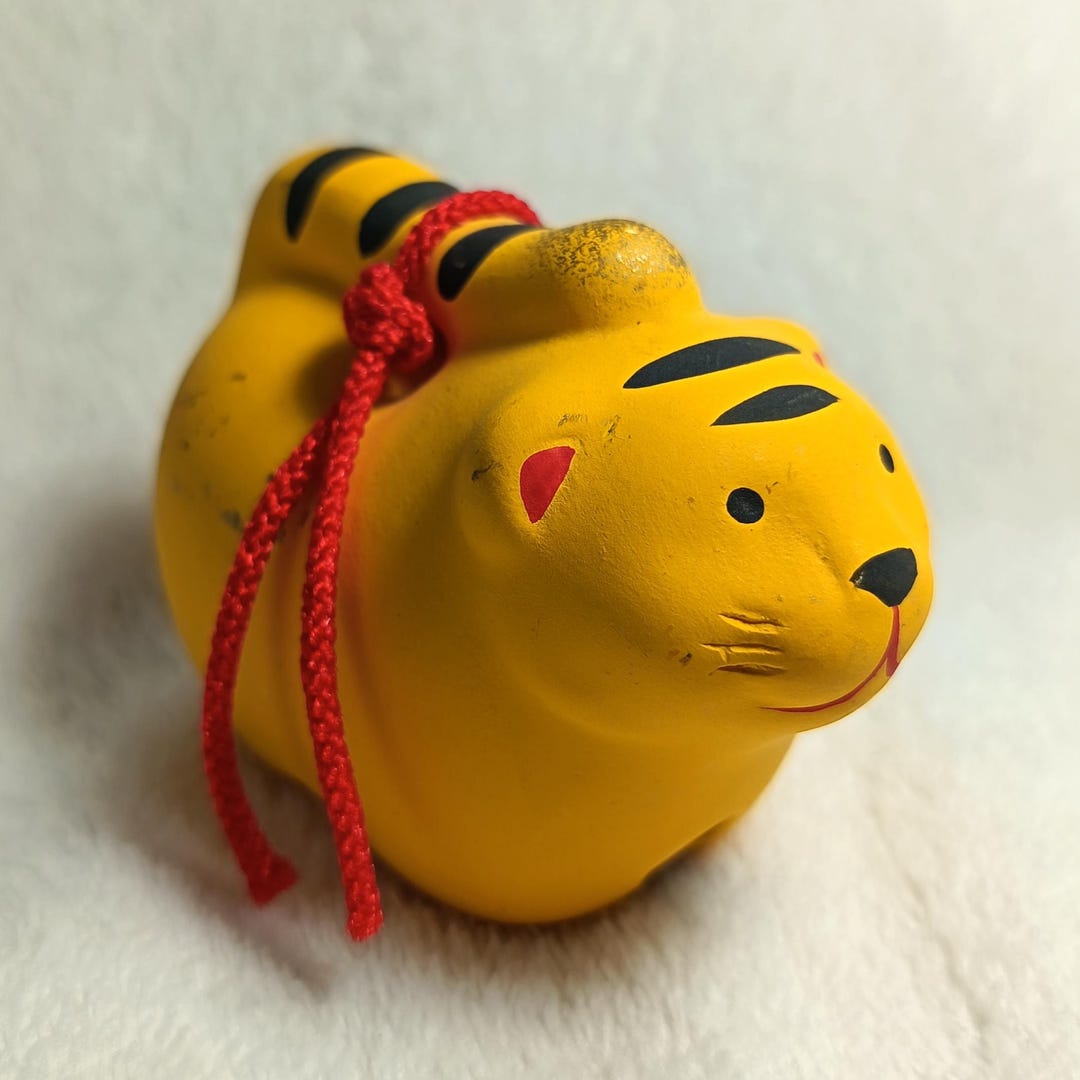 Vintage Hand-painted Clay Tiger Bell | Dorabelle Japanese Ceramic Lucky ...