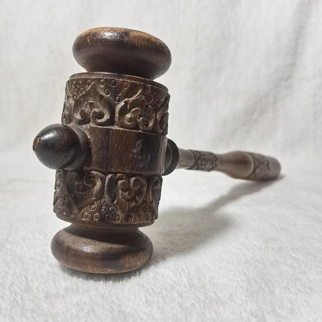 Hand-carved Wooden Ritual Gavel – Vintage Thai Ceremony Tool – Tribal ...