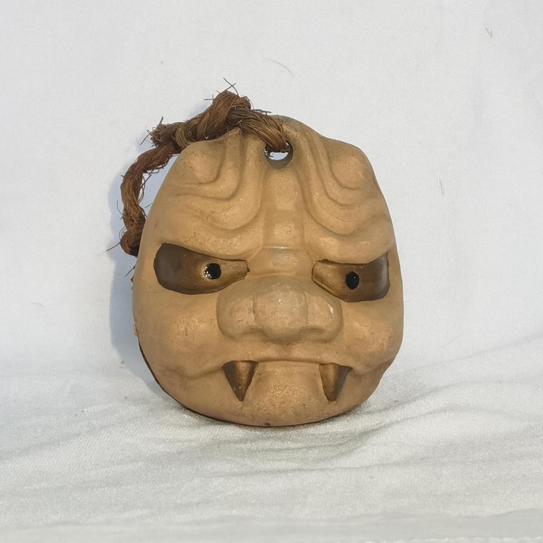 Antique Japanese Ceramic Dorei Bell | Oni / Majin Demon Head - Etsy